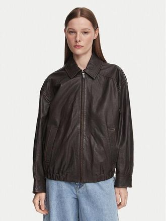 Max Mara Lederjacke Cose 2625446041 Dunkelbraun Regular Fit