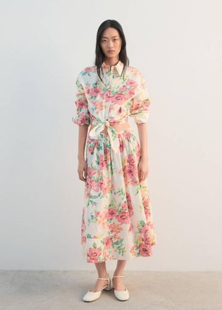 Mango Jupe midi fleurs blanc cass&eacute; - Femme - XS - MANGO