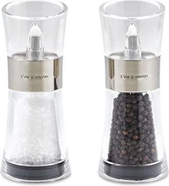 Cole & Mason Flip 180 Chrom Salz und Pfeffermühle, 2er Set Manuell, Gewürzmühle, Acryl, 154mm, Classic Inverta