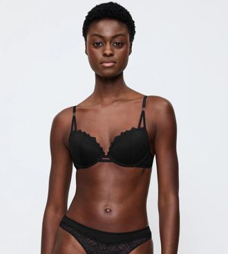 Triumph Push-up-BH TRIUMPH That Night In Vegas WHU, Damen, Gr. 70, Cup B, schwarz, Mesh, Spitze, Obermaterial: 49% Polyester, 41% Polyamid, 10% Elasthan, BHs 