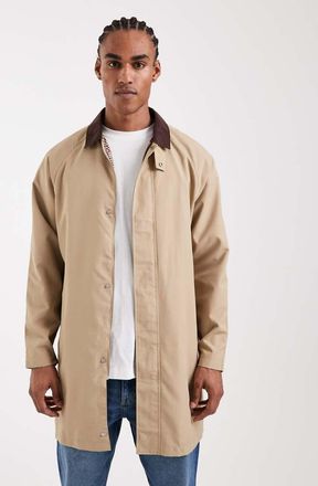 Only & Sons Longline-Trenchcoat in Beige mit Cordkragen-Neutral