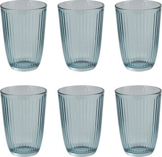 Butlers 6er Set Trinkglas Rillen-Design 390 ml Glas LINEE | stilvolles Wasserglas | vielseitiges Saftglas | f&uuml;r gedeckten Tisch & Alltagsgetr&auml;nke