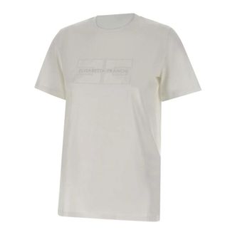 Elisabetta Franchi Femme, Tops, Blanc, Taille: 38 FR T-shirt Urban avec Logo Perl&eacute;