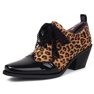 Generic Chaussures Oxford Classiques à Talon Bloc Femme Design à Lacets Talon Épais Chaussures Habillées Talons Hauts Confortables pour Travail Business et Oc