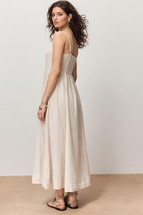 Next Midikleid Midikleid mit Tr&auml;gern und Leinen (1-tlg)