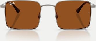 Ray-Ban Idan - Lunettes de soleil carr&eacute;es &agrave; verres marron - Gris acier