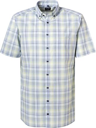 Olymp Herren Kurzarmhemd blau kariert