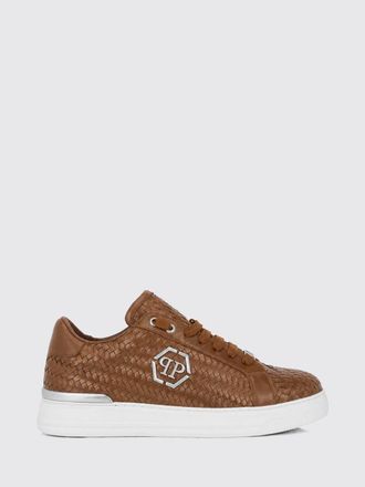 Philipp Plein Baskets basses en cuir tress&eacute; avec logo Hexagone