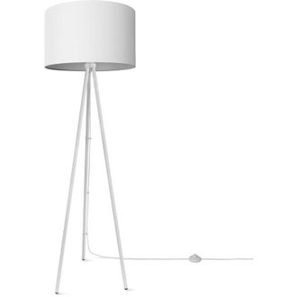 Paco Home Stehleuchte Wohnzimmer Schlafzimmer Dreibein Stofflampenschirm Stehlampe E27 Uni Wei&szlig; (&Oslash;45.5 cm), Stehleuchte-Wei&szlig; - Typ 2 - Paco Home
