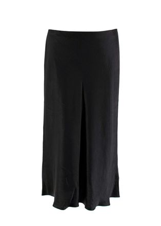 Vince Black Satin Midi Skirt Size L