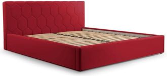 E-MEUBLES Polsterbett Bett mit Kopfst&uuml;tze, Rahmenbettgestell, Bettkasten und Lattenrost Doppelbett Gepolsterter Kopfteil Samststoff Stauraumbett bett 02