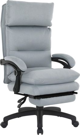 Venda Chefsessel, Hellgrau, Metall, Kunststoff, Textil, Drehkreuz, 63.5x114-122x70 cm, Sitzfl&auml;che 360&deg; drehbar, inklusive Armlehnen, ausziehbare Fu&szlig;st&uuml;tze, 