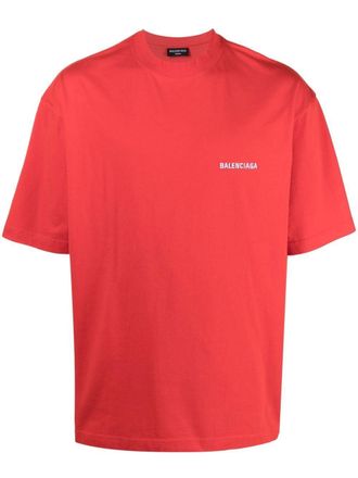 Balenciaga t-shirt &agrave; logo imprim&eacute; - Rouge