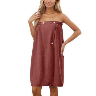 Generico Kilt de Sauna pour femme en coton doux avec bouton Peignoir absorbant r&eacute;glable sur 3 niveaux avec poches Serviette de sauna pour douche, plage, piscin