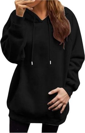 Generic Sweat-shirt &agrave; capuche &agrave; manches longues sans poche pour femmes - Sweat-shirt surdimensionn&eacute; pour femme grande taille avec cordon de serrage et &eacute;paules