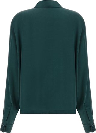 Tom Ford Silk Satin V-Neck Polo Shirt - Teal