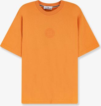 Stone Island Cotton T-shirt with tone-on-tone logo print on the front - STONE ISLAND - gender_Man