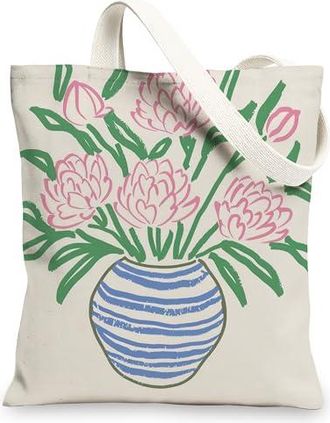 Generic Sacs fourre-tout en toile florale, sacs à provisions respectueux de lenvironnement, sacs à provisions modernes et chics, légers et lavables en toile, 