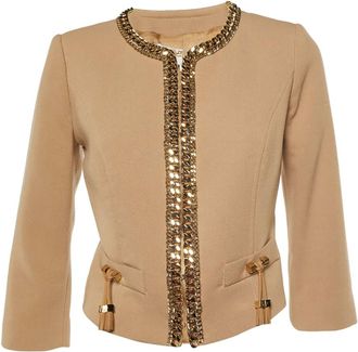 Elisabetta Franchi veste de tailleur &agrave; d&eacute;tail de cha&icirc;ne - Tons neutres