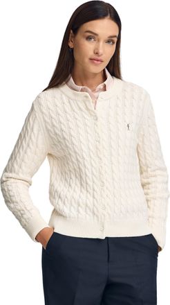 Polo Club Cardigan ecru mit Zopfmuster und gesticktem Rigby Go-Logo