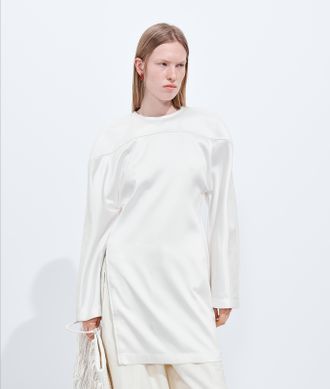 Bottega Veneta Haut en laine et satin de soie - Blanc - Femme - 38