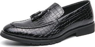 Generic Mocassins tendance à enfiler à talon bloc bas pour homme, Noir, 42 2/3 EU