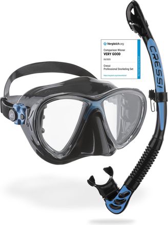 Cressi Combo Big Eyes+Alpha UD Black/Blue - Kombo Set Maske Big Eyes Evo und Schnorchel Alpha UD, zum Tauchen und Snorkeln, Schwarz/Blau, Einheitsgr&ouml;&szlig;e, Erwa