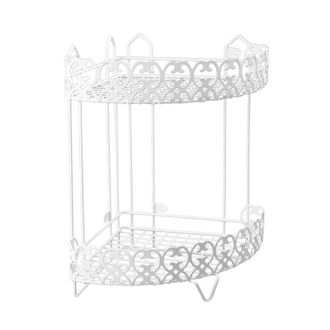 Cabilock Wandmontiertes Schmiedeeisernes Eckregal mit Zwei Multifunktionales Stanzfreies Aufbewahrungsregal für Badezimmer und Toilette Platzsparend und Dekora