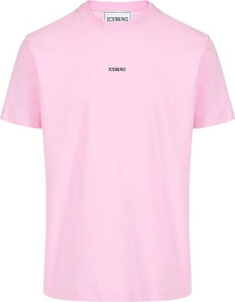 Iceberg Homme, Tops, Rose, Taille: XL T-shirt rose en jersey de coton &agrave; la coupe classique regular avec logo brod&eacute;