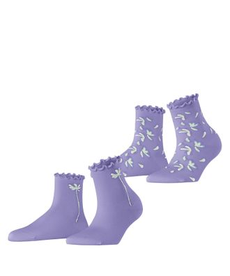 Esprit Damen Sneakersocken Blossom Multipack W Sso Viskose kurz gemustert 2 Paar, Lila Thimble 6996, 35-38