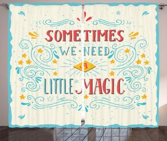 Abakuhaus inspirativ Rustikaler Vorhang, Zauberzitat Kunst, Wohnzimmer Universalband Gardinen mit Schlaufen und Haken, 280 x 245 cm, Multi