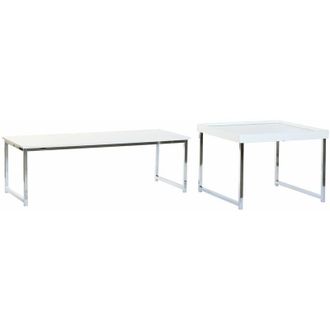 DKD Home Decor Couchtisch Set 2 Stahl mdf 110x48x45 Wei&szlig; mdf Stahlmaterial mehrfarbige Farbfamilien -Tische B&auml;sse Details