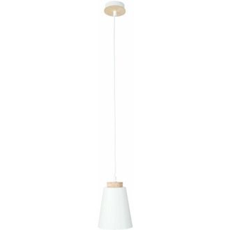 Licht-Erlebnisse Licht-erlebnisse - H&auml;ngelampe Wei&szlig; Metall Holz klein Skandinavisch Esszimmer Wohnzimmer E27