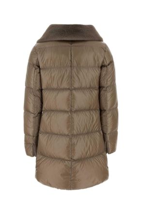 Herno Womens Dove Grey Nylon Down Jacket Tortota Piumini
