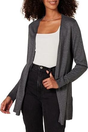Amazon Essentials Cardigan Léger Ouvert à lAvant (Grande Taille Disponible) Femme, Charbon Chiné, 4XL Grande taille