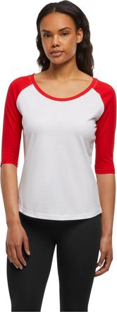 Build Your Brand Ladies 3/4 Contrast Raglan Tee Mehrfarbig White/Red 5XL