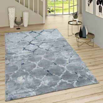 Paco Home Paco Home Kurzflor Teppich Modern Marokkanisches Muster Vintage Style Ombre Look Grau Blau 155x230 cm