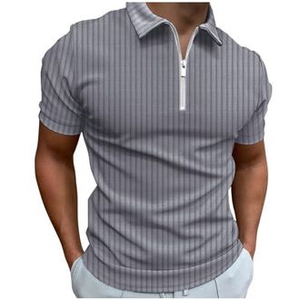 Generic Polo pour homme Coupe droite : chemise d&eacute;t&eacute; T-shirt &agrave; manches courtes avec fermeture &eacute;clair 1/4 Sweat-shirt Chemises d&eacute;contract&eacute;es l&eacute;g&egrave;res Couleur uni