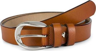 styleBREAKER Ceinture &eacute;troite unisexe en cuir v&eacute;ritable Unicolore avec boucle gaufr&eacute;e, cuir Unicolore, peut &ecirc;tre raccourcie 03010115, couleur:Cognac, taille:100cm