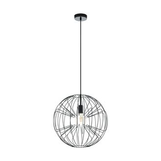 Eglo Pendelleuchte Okinzuri, 1 flammige H&auml;ngelampe Vintage, H&auml;ngeleuchte aus Stahl in Nickel-Schwarz, Esstischlampe, Wohnzimmerlampe h&auml;ngend mit E27 Fassun