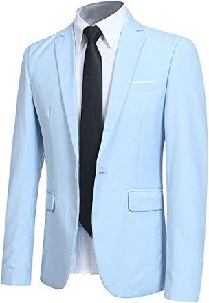 AlltheMen Costume homme veston blazer veste de costume blazer homme - Bleu Clair - Small