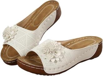 Generic Sandales compensées orthopédiques pour femme, confortables, antidérapantes, couleur unie, bout ouvert, soutien de la voûte plantaire, chaussures décon