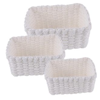 Cabilock Teiliges W&auml;sche Aufbewahrungskorb Gewebtem Papierseil Praktische Regalk&ouml;rbe in Verschiedenen Wei&szlig;er Dekokorb F&uuml;r Badezimmer Schlafzimmer Und Wohnzimme