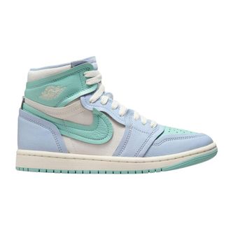 Nike Air Jordan 1 Sneaker f&uuml;r Damen, Leder, Hoch geschnitten (Hellblau)