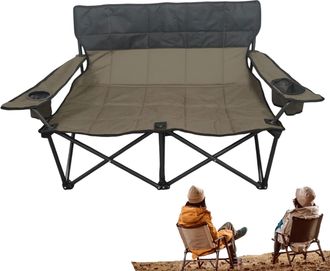 Generico Doppelklappstuhl für Camping, verstärkter Doppelstuhl, faltbar, tragbar, für Camping, Pool, Garten, Terrasse, Balkon, Outdoor Relax