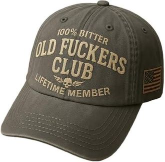 Generic Old Fuckers Club Casquette de baseball vintage brod&eacute;e r&eacute;glable 100 % Bitter Lifetime Cadeau amusant, b, Taille unique