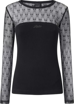 Pinko Spitzenoberteil mit langen &Auml;rmeln - Schwarz