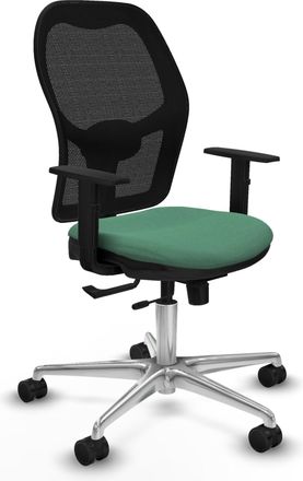 Piqueras y Crespo Schreibtischstuhl mit 1D-Armen, h&ouml;henverstellbare Lendenwirbelst&uuml;tze, ausgestattet mit Syncro/Traslack und Schaumstoff, Schwarz / Smaragdgr&uuml;n