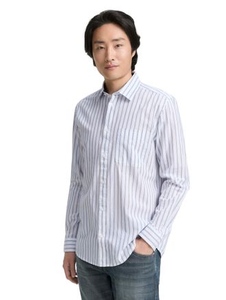 Tom Tailor Herren 1047320 Regular Fit Hemd mit Streifenmuster, 38455-White Blue Stripe, 3XL