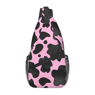 Generic Texture De Vache &Agrave; Taches Noires Et Roses Sac &Agrave; Dos Bandouli&egrave;re Multifonctionnel Sacoche Epaule Antivol Sac &Agrave; Bandouli&egrave;re Pour Excursion Cyclisme Quot